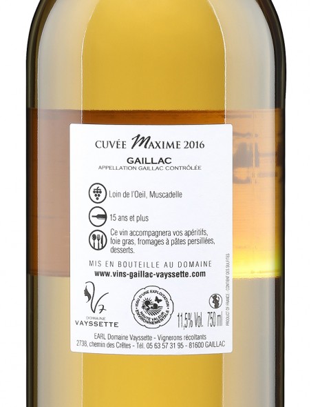 Vin blanc doux AOC Gaillac Cuvée Maxime du Domaine Vayssette