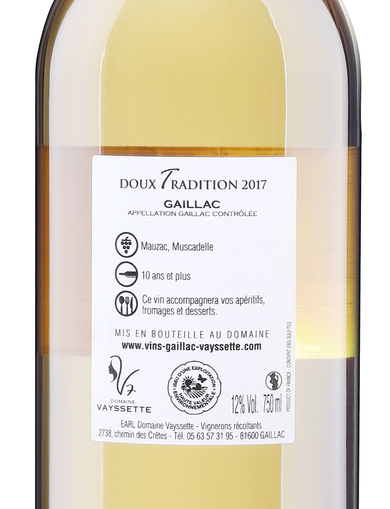 Vin doux AOC Gaillac, gamme tradition du Domaine Vayssette