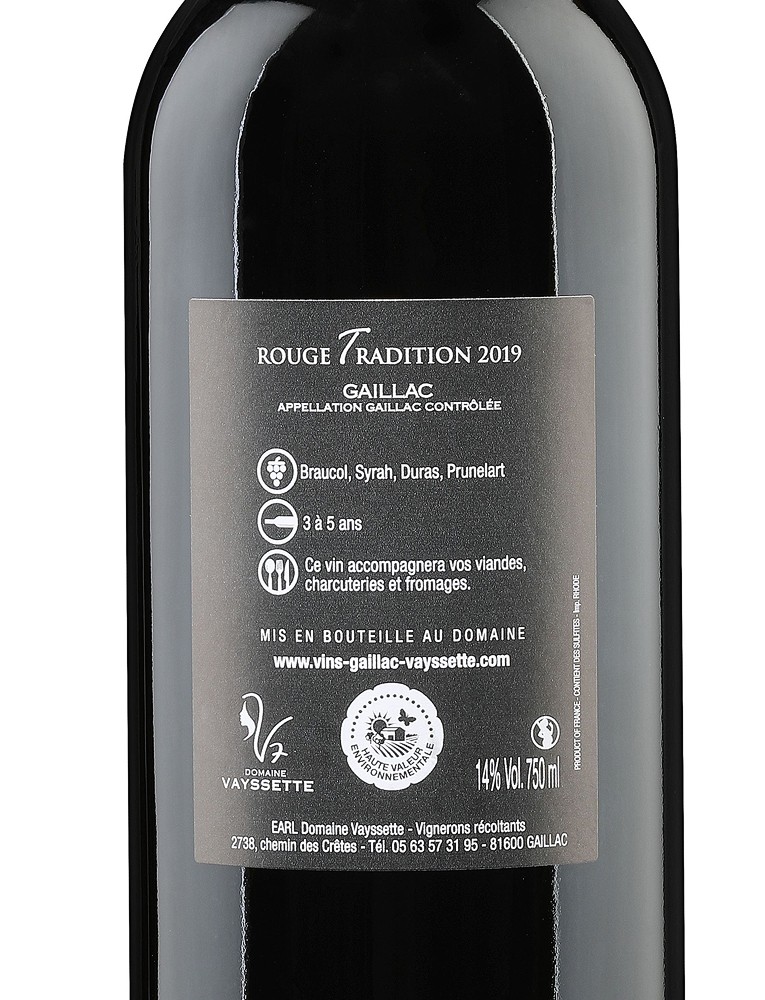 Vin rouge AOC Gaillac, gamme tradition du Domaine Vayssette
